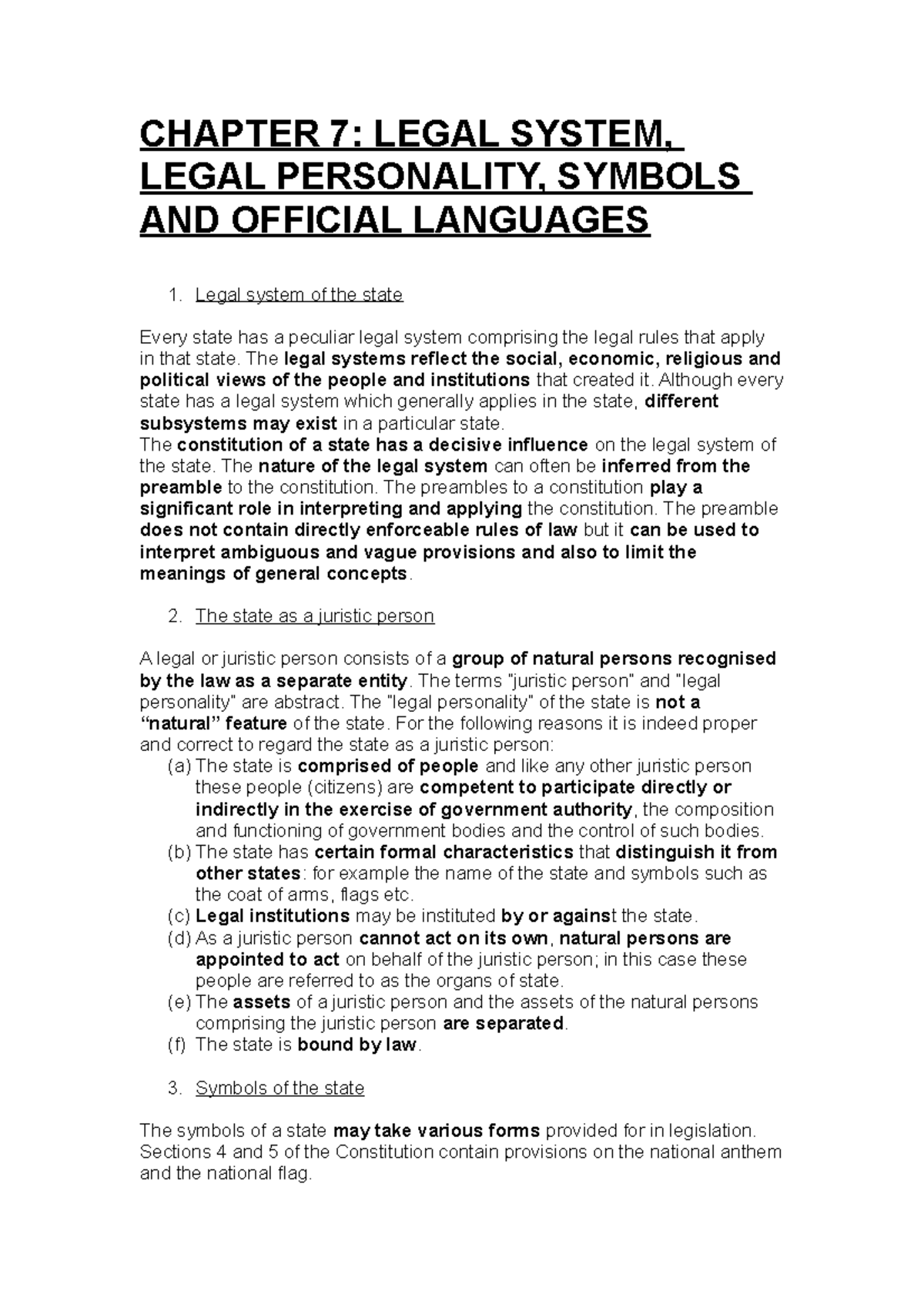 Chapter 7 - COMPANY LAW MEMO - CHAPTER 7: LEGAL SYSTEM, LEGAL ...