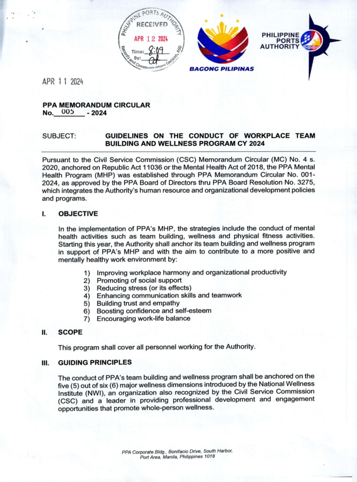 PPA MC No. 005-2024 Guidelines on the Conduct of Workplace Team ...
