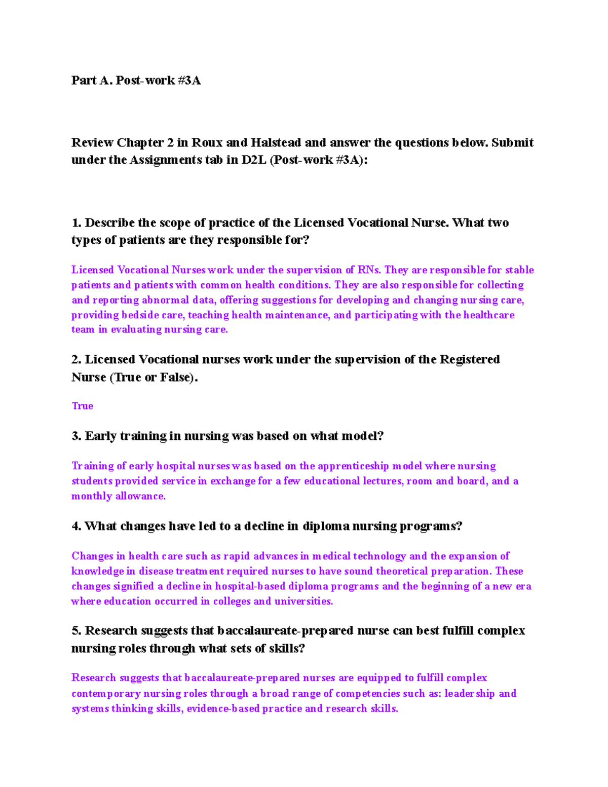 3A Post Work - Work - Part A. Post-work #3A Review Chapter 2 in Roux ...