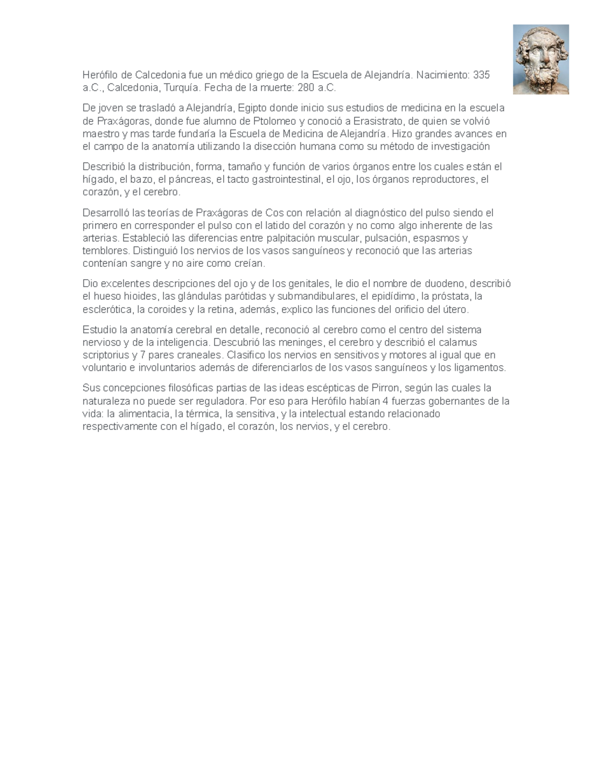 Herófilo de Calcedonia - Nacimiento: 335 a., Calcedonia, Turquía. Fecha ...