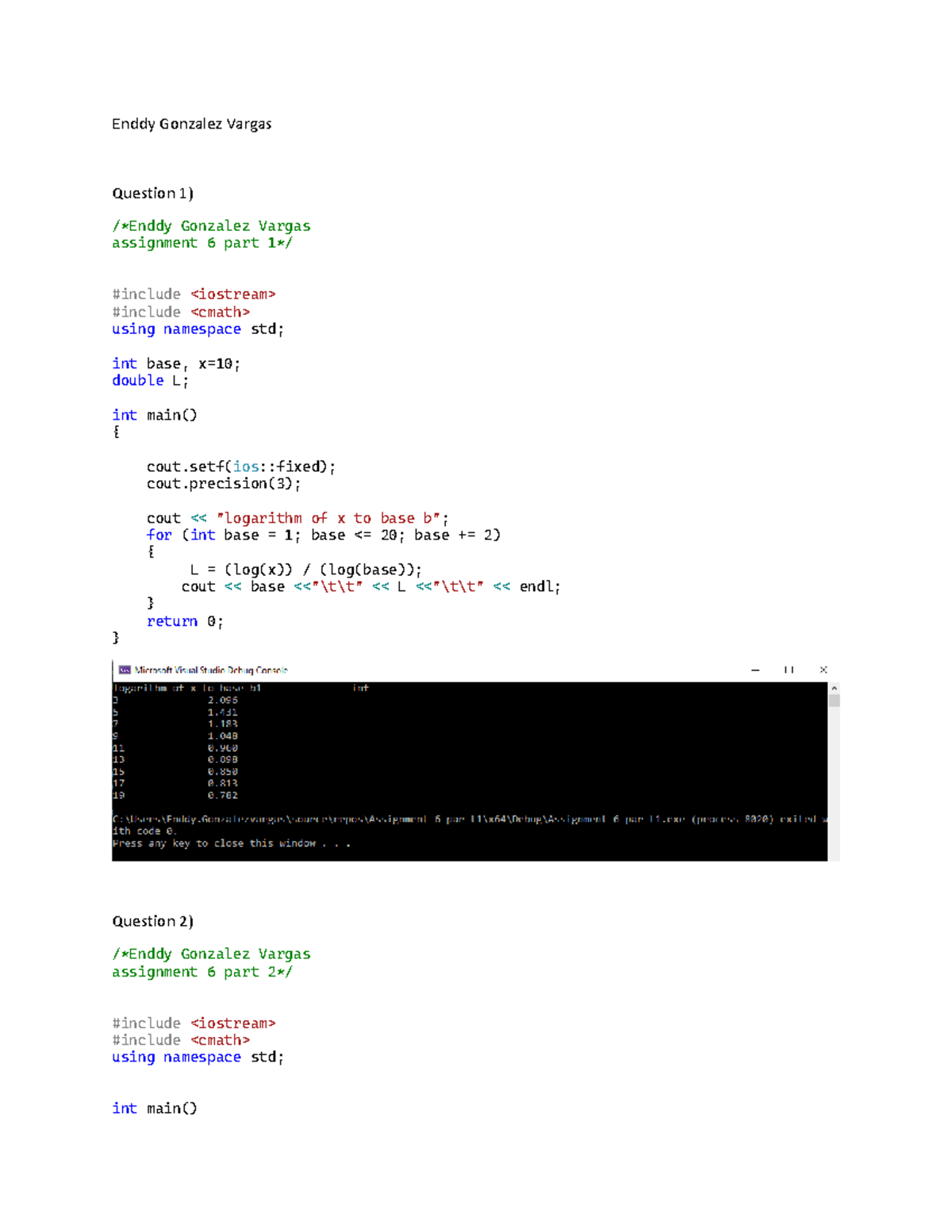 CSC 270 Scientific Computing: Assignment#6 - Enddy Gonzalez Vargas ...