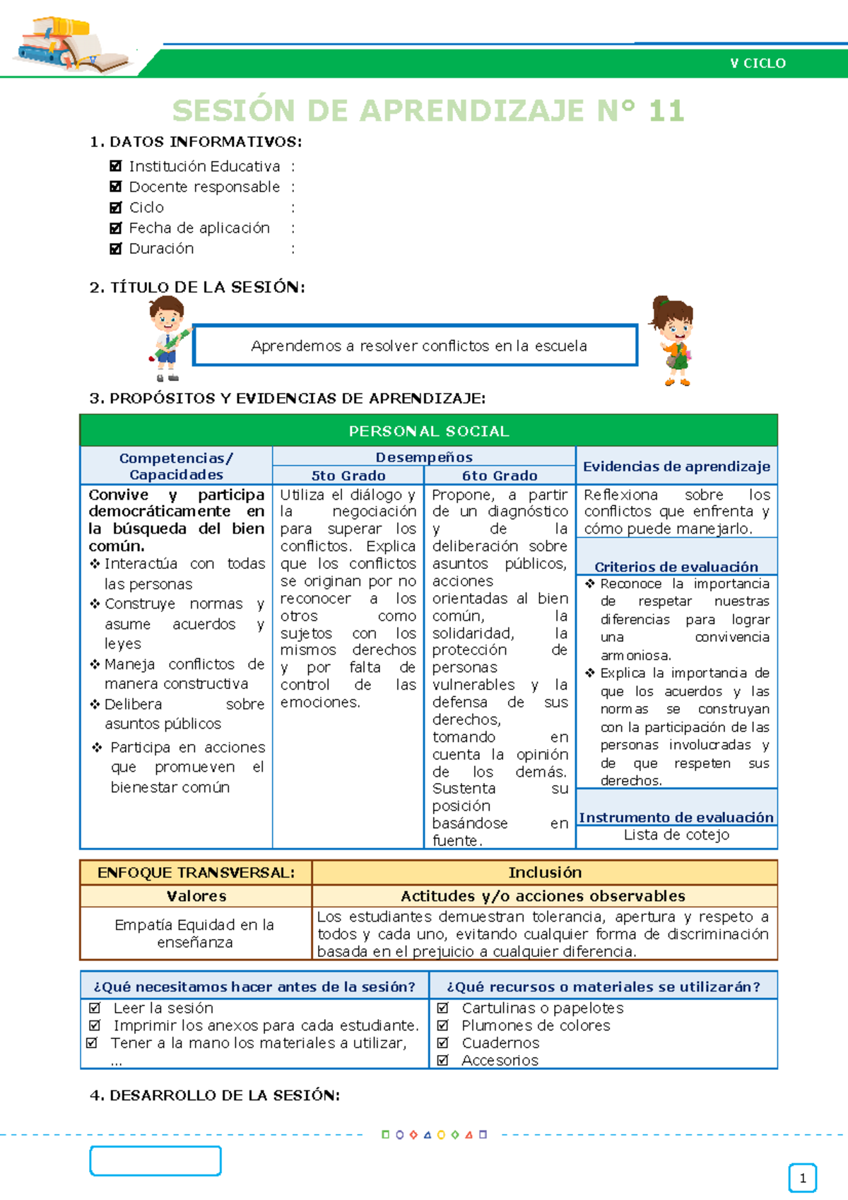 1.- Sesiones de aprendizaje - EDA I Semana 3 - Editora Quipus Perú - SESIÓN DE APRENDIZAJE N° 11 ...
