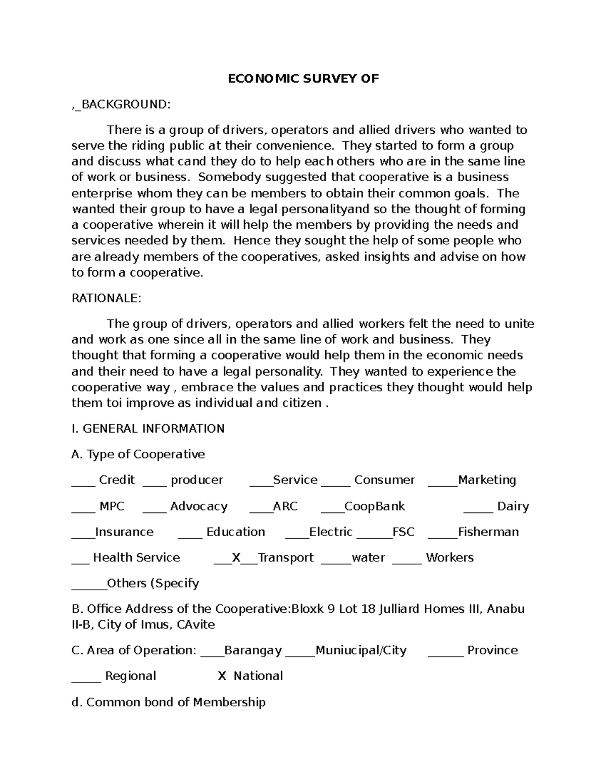 413721304-Economic-Survey - ECONOMIC SURVEY OF ,_BACKGROUND: There is a ...