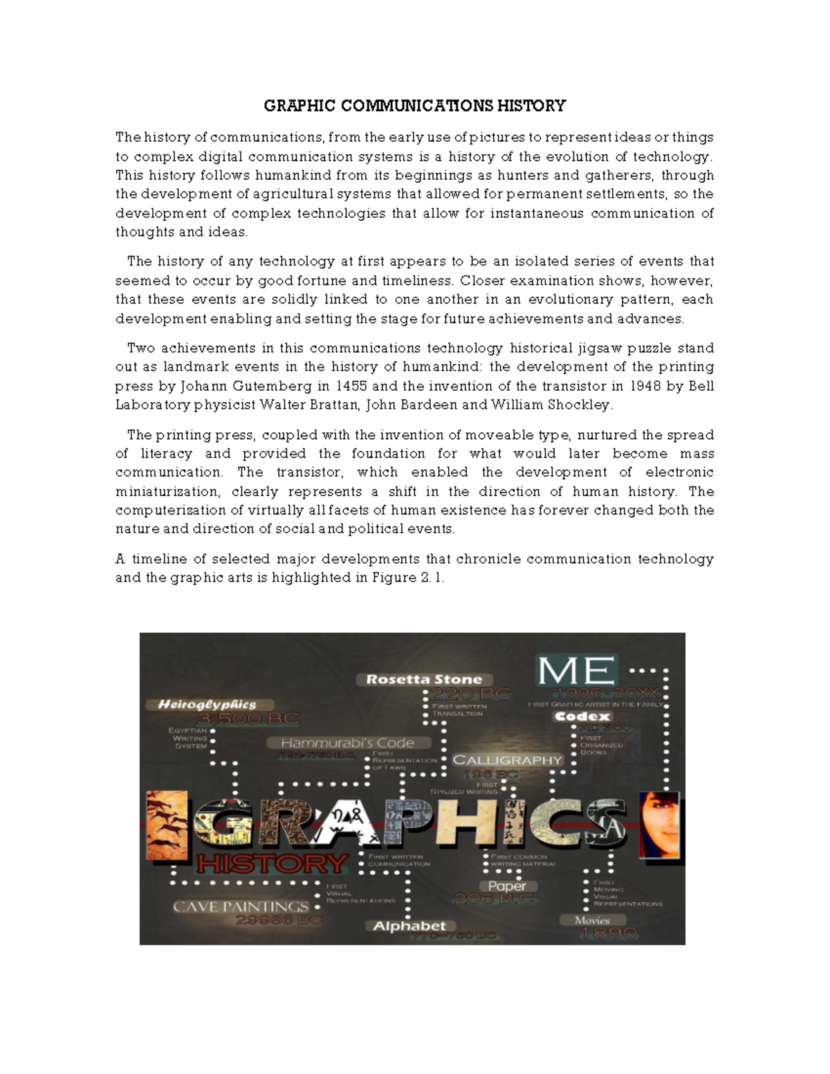 Graphic Communications History - GRAPHIC COMMUNICATIONS HISTORY The ...