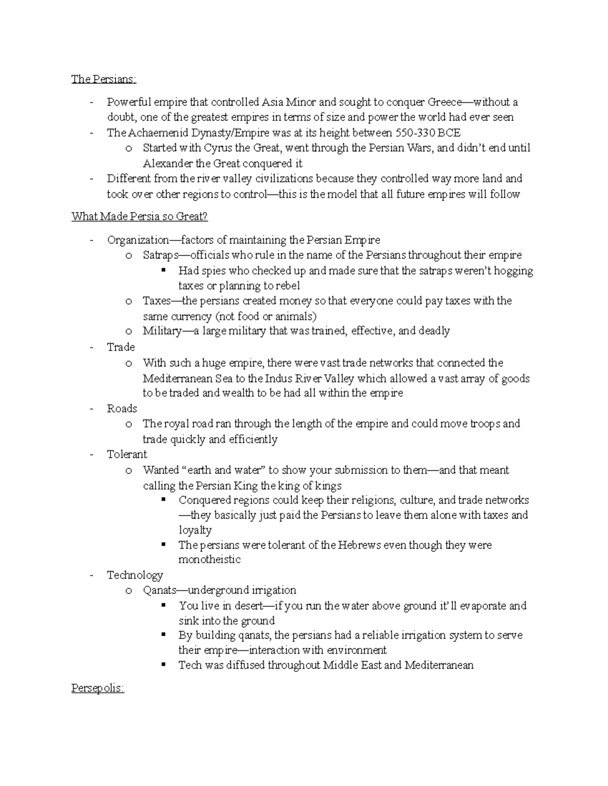Greece and Persia Notes - The Persians: Powerful empire that controlled ...