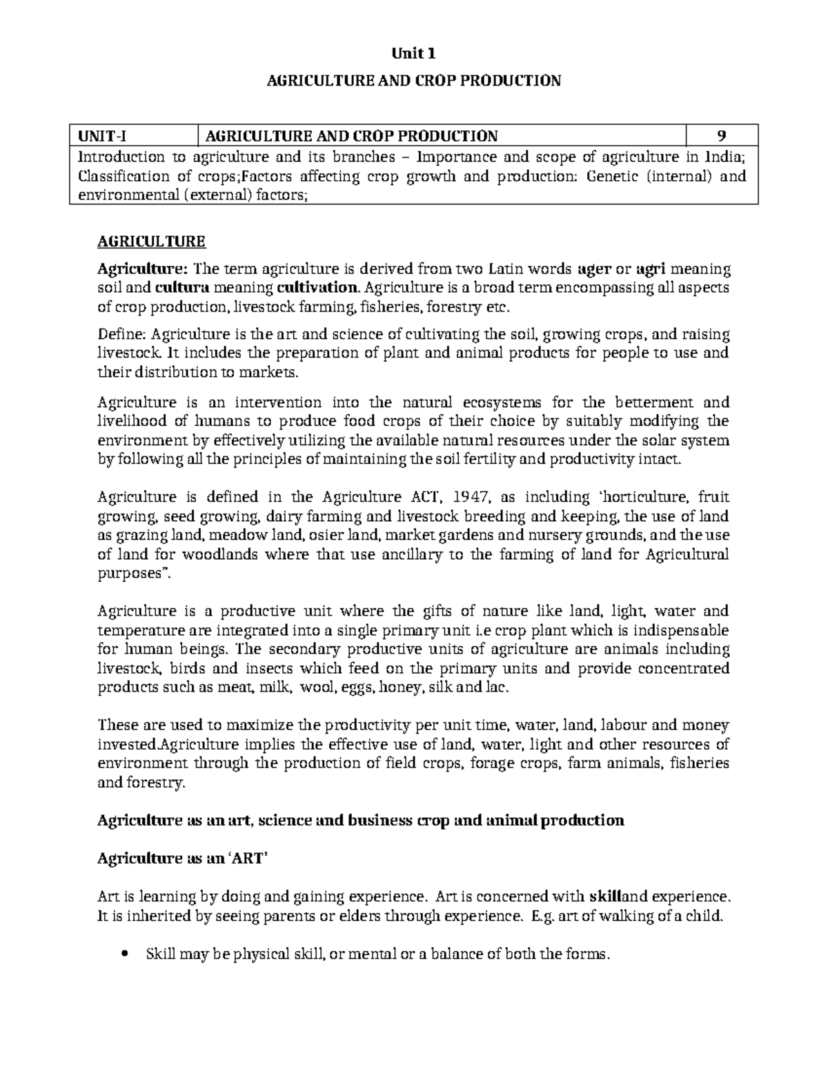 PPCP - UNIT 1 - it will be useful for students for preparing crop ...