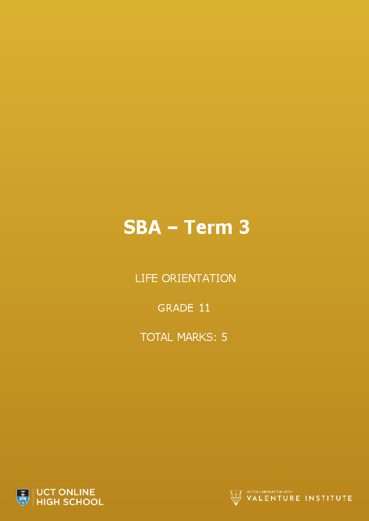 G11 Life Orientation Term 3 - SBA – Term 3 LIFE ORIENTATION GRADE 11 ...