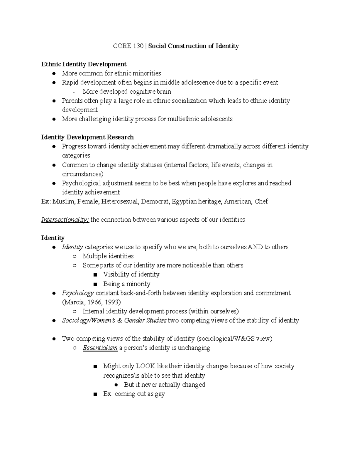 Social Construction of Identity - CORE 130 | Social Construction of ...