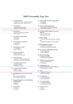 Self Assessment MBTI - Human Computer Interaction - Studocu