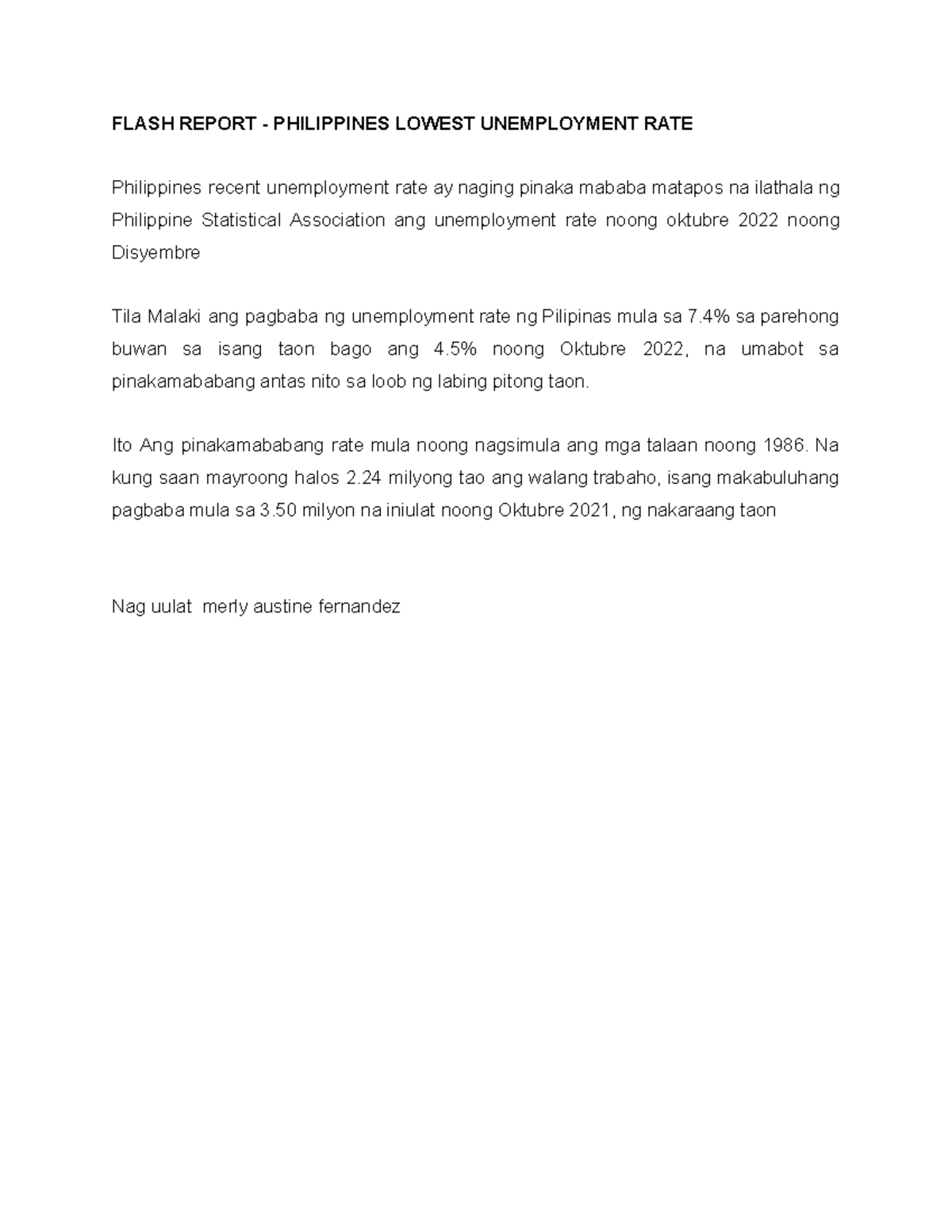 Flash Report - READINGS IN EDUCATION - FLASH REPORT - PHILIPPINES ...