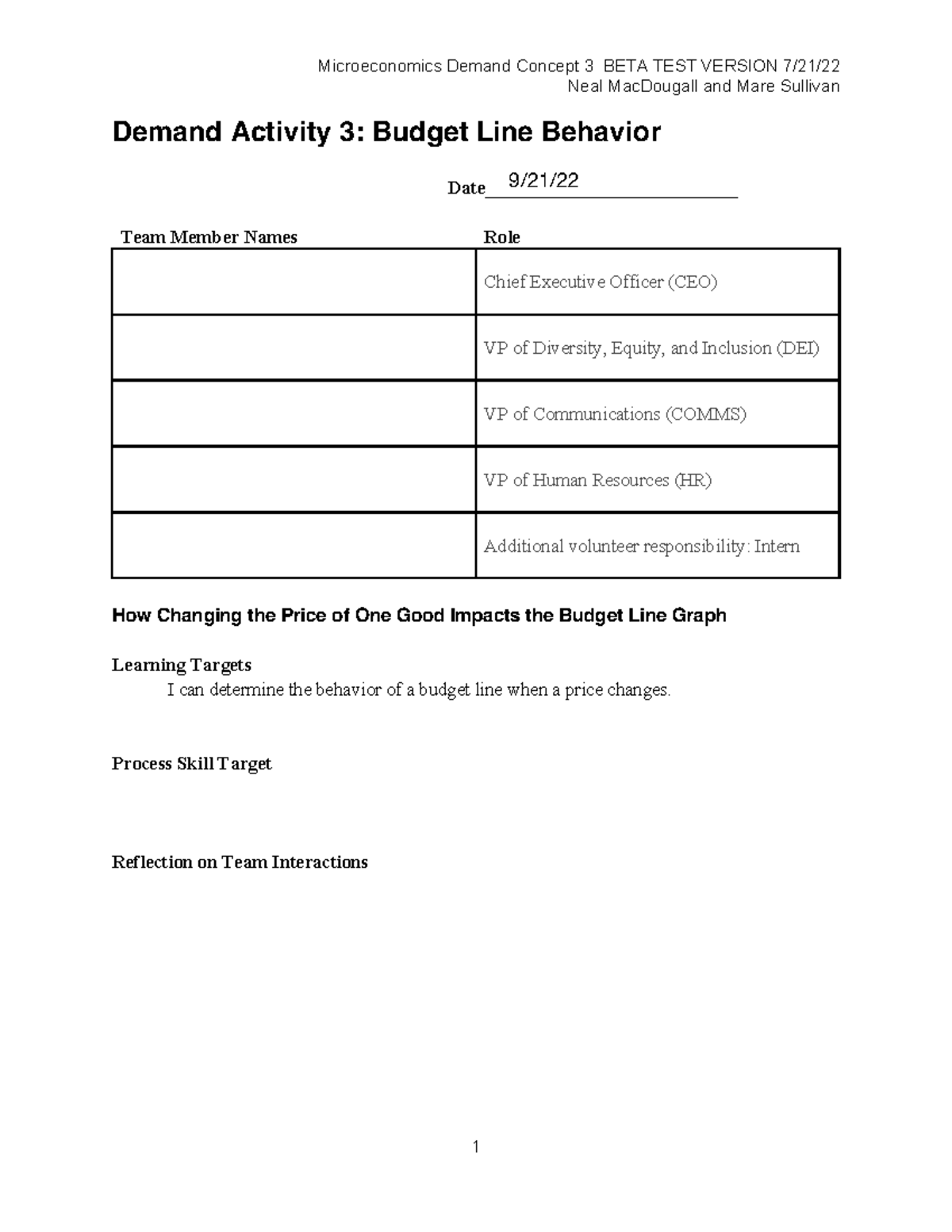 Demand activity 3 budget line behavior - Demand Activity 3: Budget Line ...