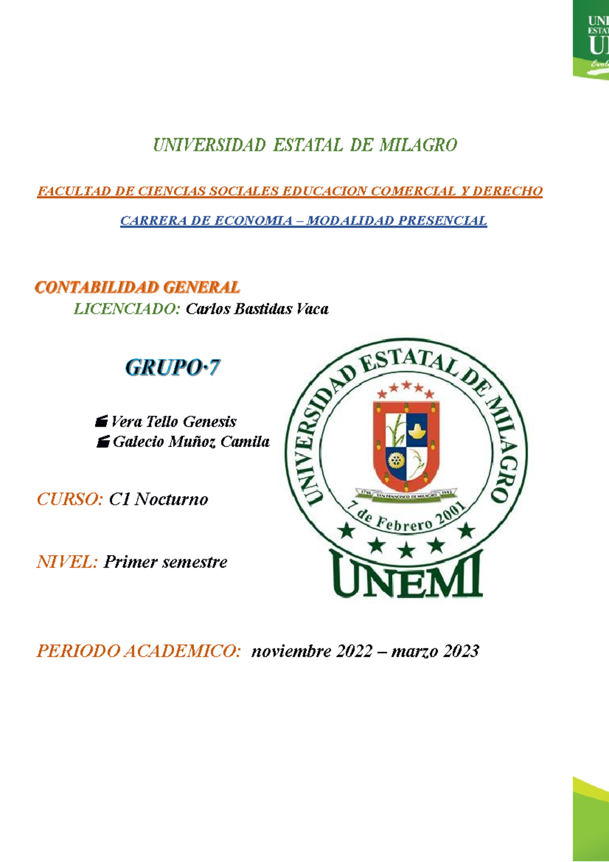 Universidad Estatal DE Milagro - UNIVERSIDAD ESTATAL DE MILAGRO ...