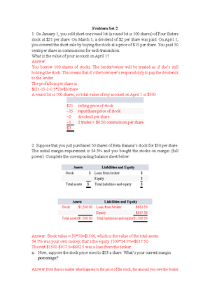 Problem set 3 with solution - Problem set 3 Use the following data in answering the CFA Problems ...
