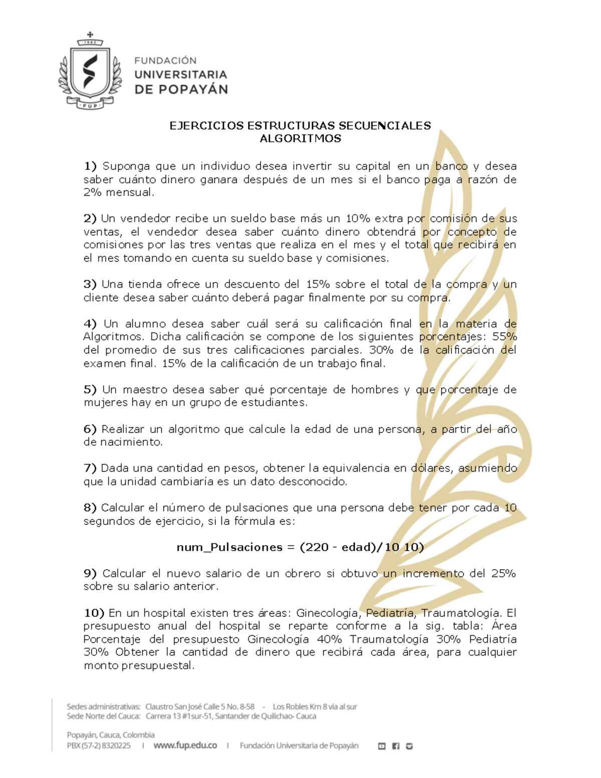 Ejercicios Secuencial - EJERCICIOS ESTRUCTURAS SECUENCIALES ALGORITMOS ...