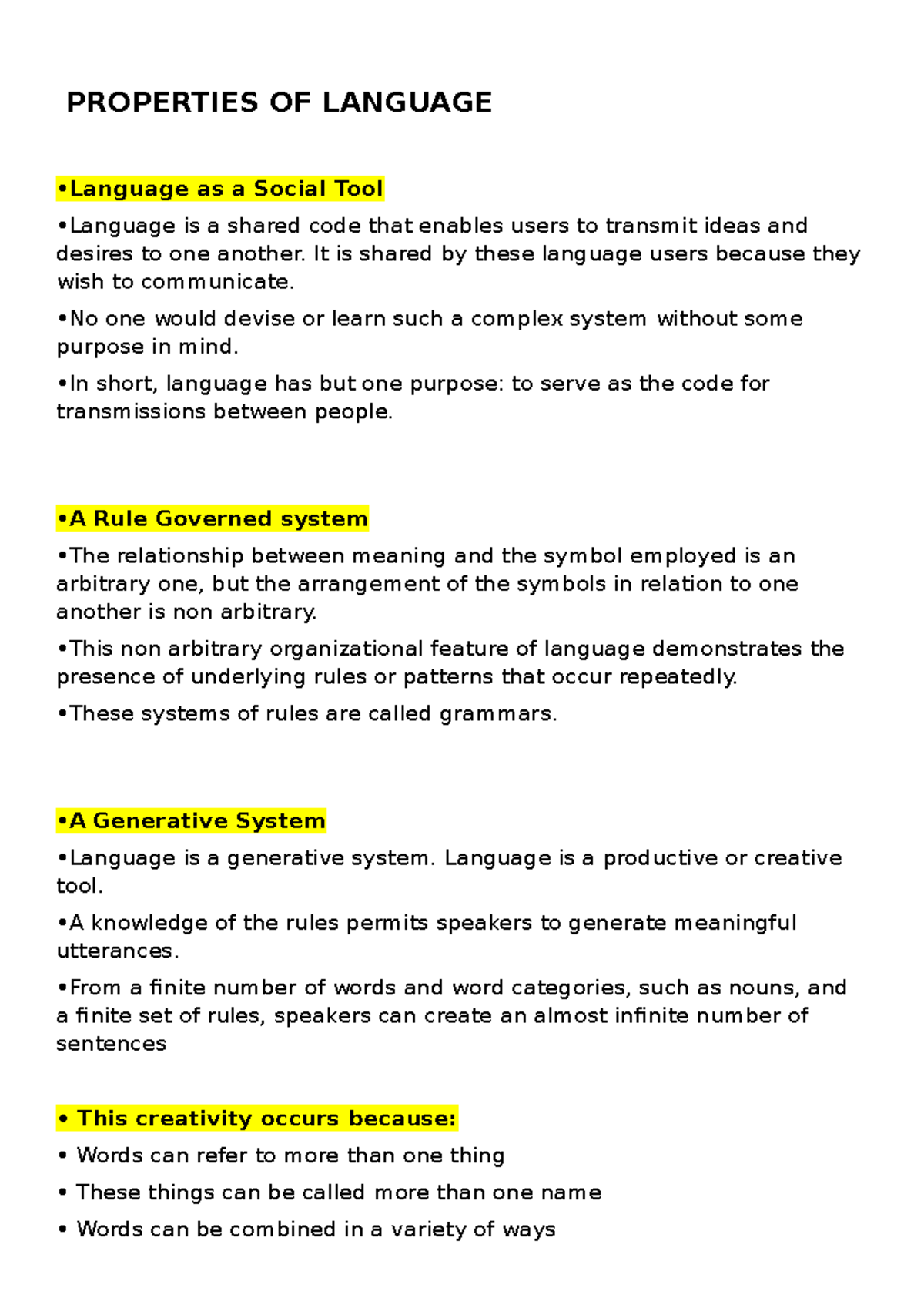 Properties OF Language - PROPERTIES OF LANGUAGE Language as a Social ...