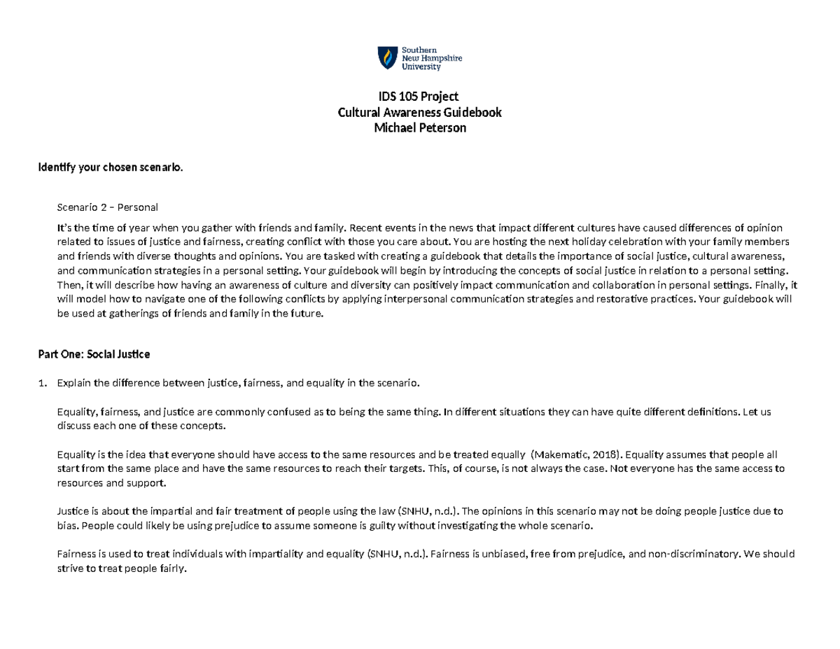 IDS 105 Module Seven Project - IDS 105 Project Cultural Awareness ...