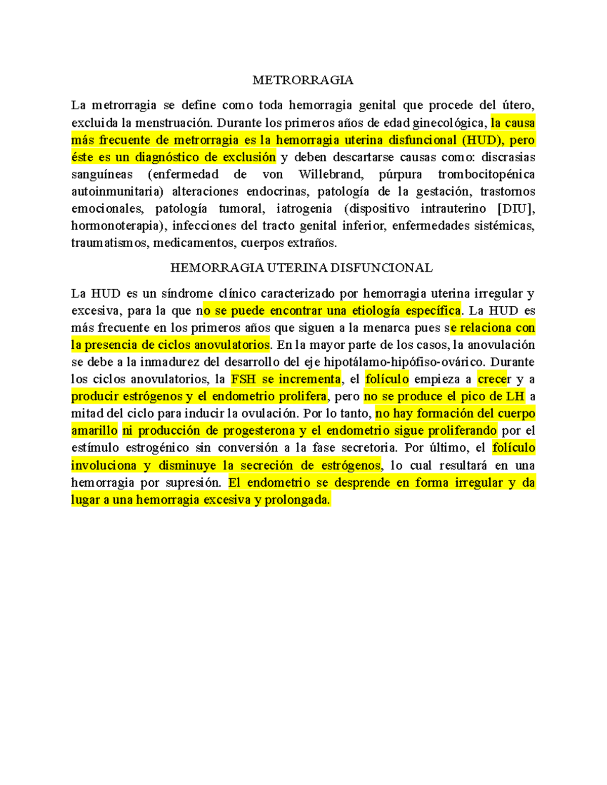 Metrorragia - RESUMEN DE ARTÍCULO - METRORRAGIA La metrorragia se ...