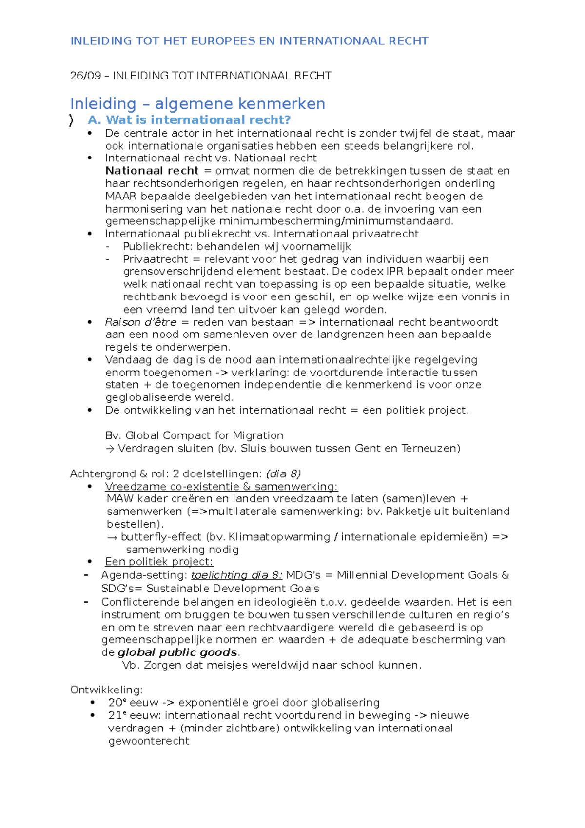 Inleiding tot het Europees en internationaal recht - 26/09 – INLEIDING ...