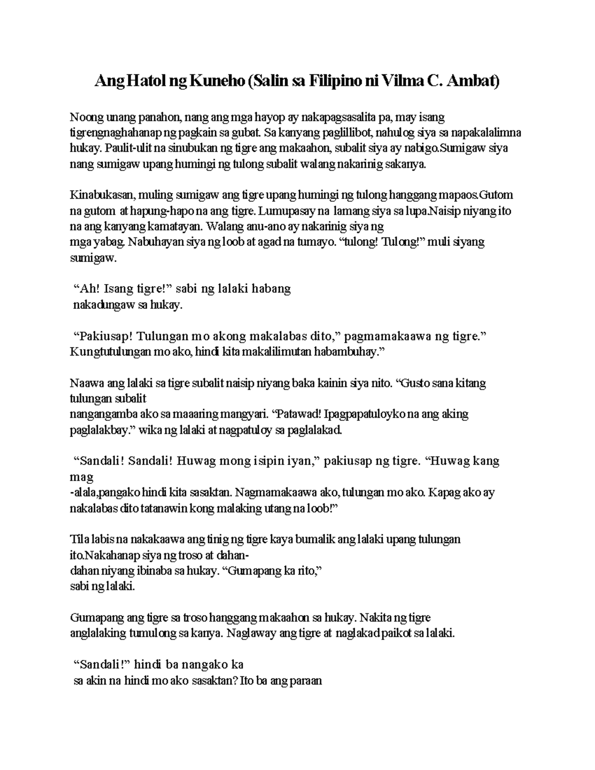 Ang Hatol ng Kuneho - Reading - Ang Hatol ng Kuneho (Salin sa Filipino ...