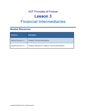 Principles Finance Lesson 5 Student Resource 061716 - Lesson 5 Personal ...