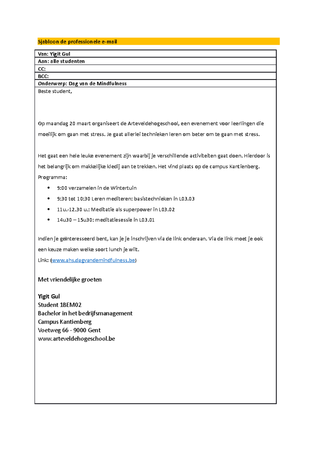 Sjabloon de professionele e-mail - Je gaat allerlei technieken leren om ...