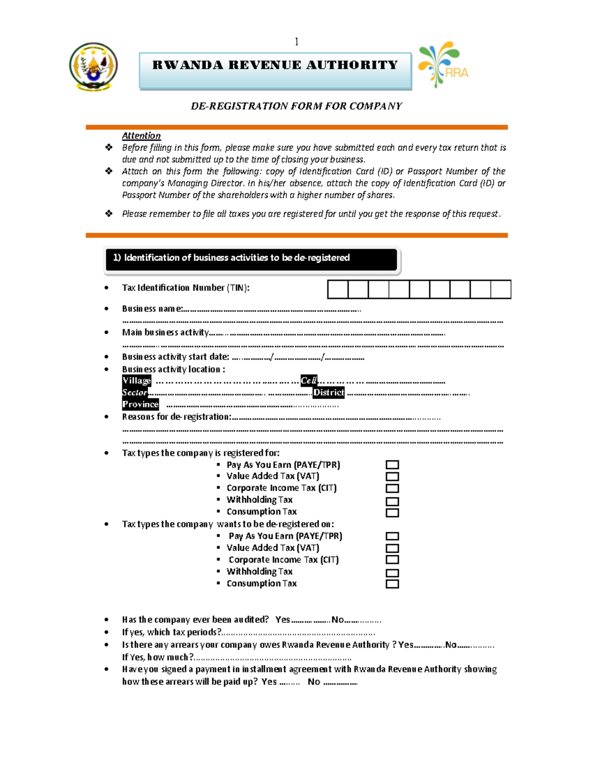 De-registration form for companies-english 1 - 1 DE-REGISTRATION FORM ...
