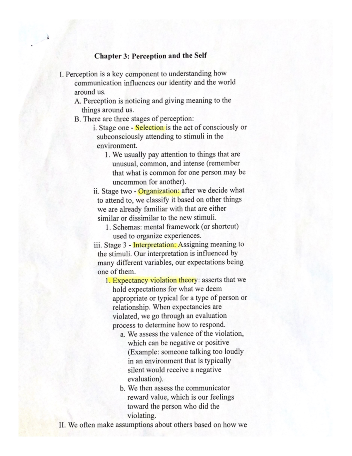 Chapter 3 Perception and the Self - CST 110 - Studocu