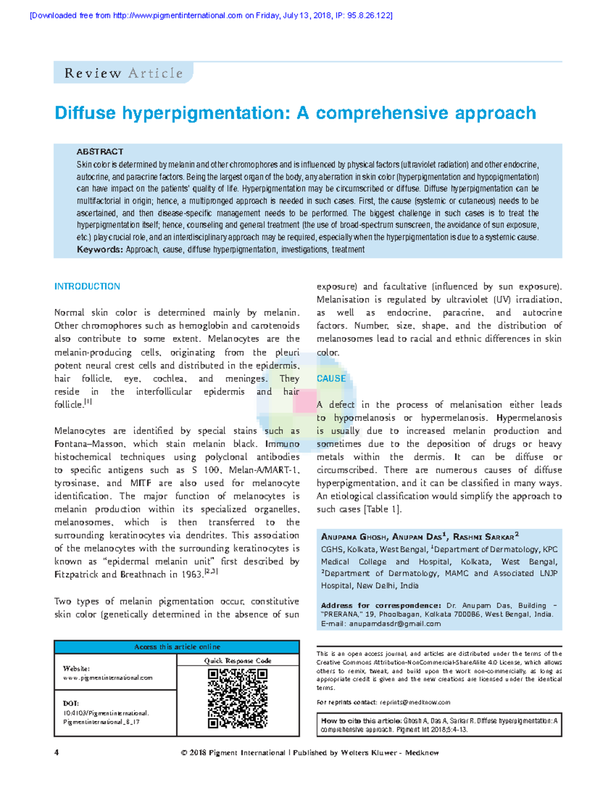 Diffuse hyperpigmentation A comprehensive approach 27 - BDS - StuDocu