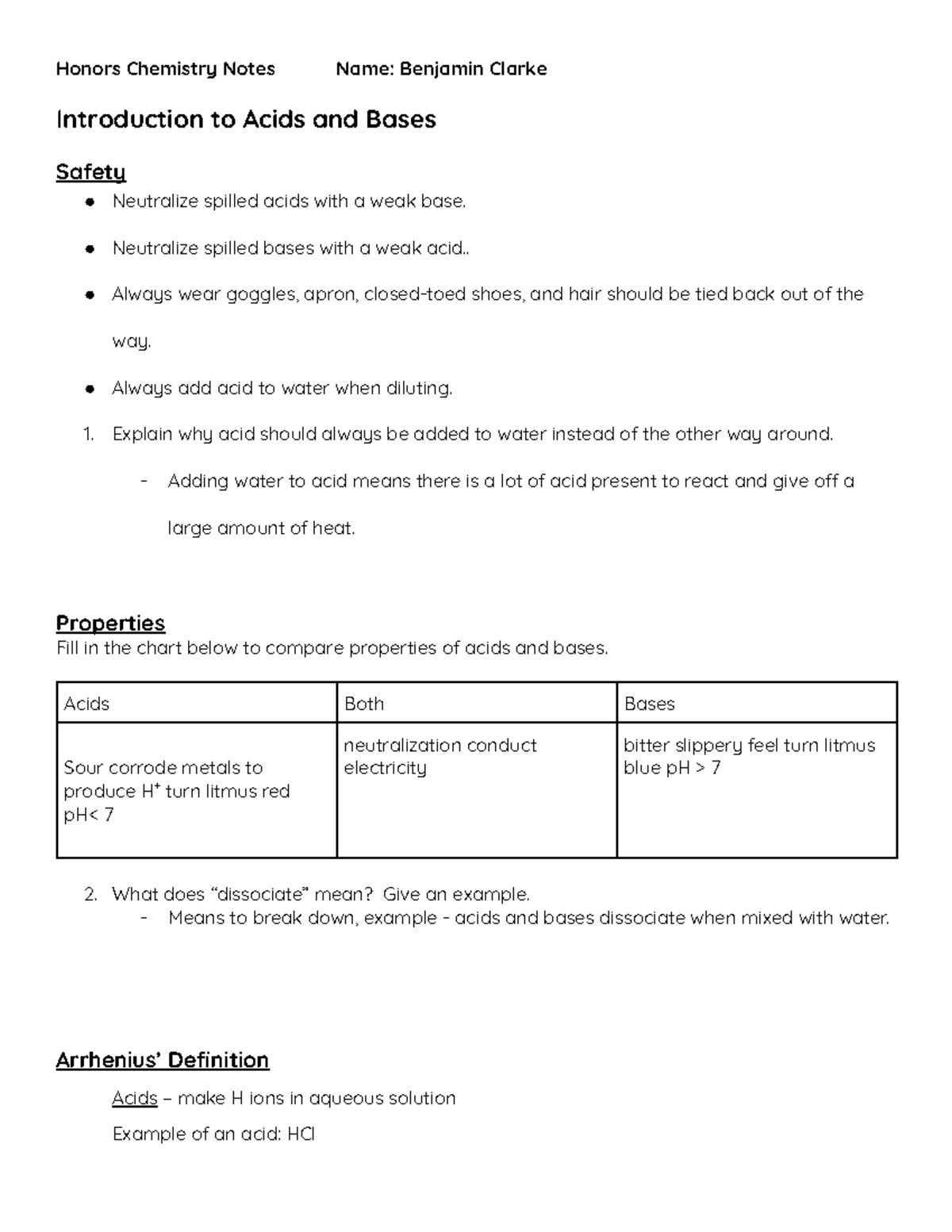 Copy of Semester 2-CHEM-Unit 4b - Activity #1 Introduction to Acids and ...