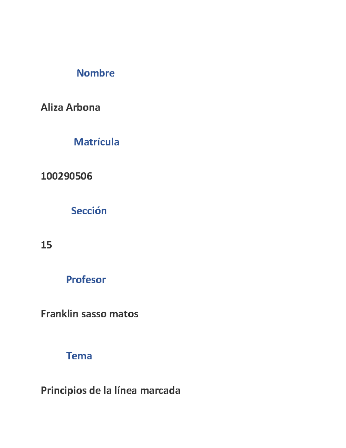 Principios de la línea marcada pdf - Nombre Aliza Arbona Matrícula ...