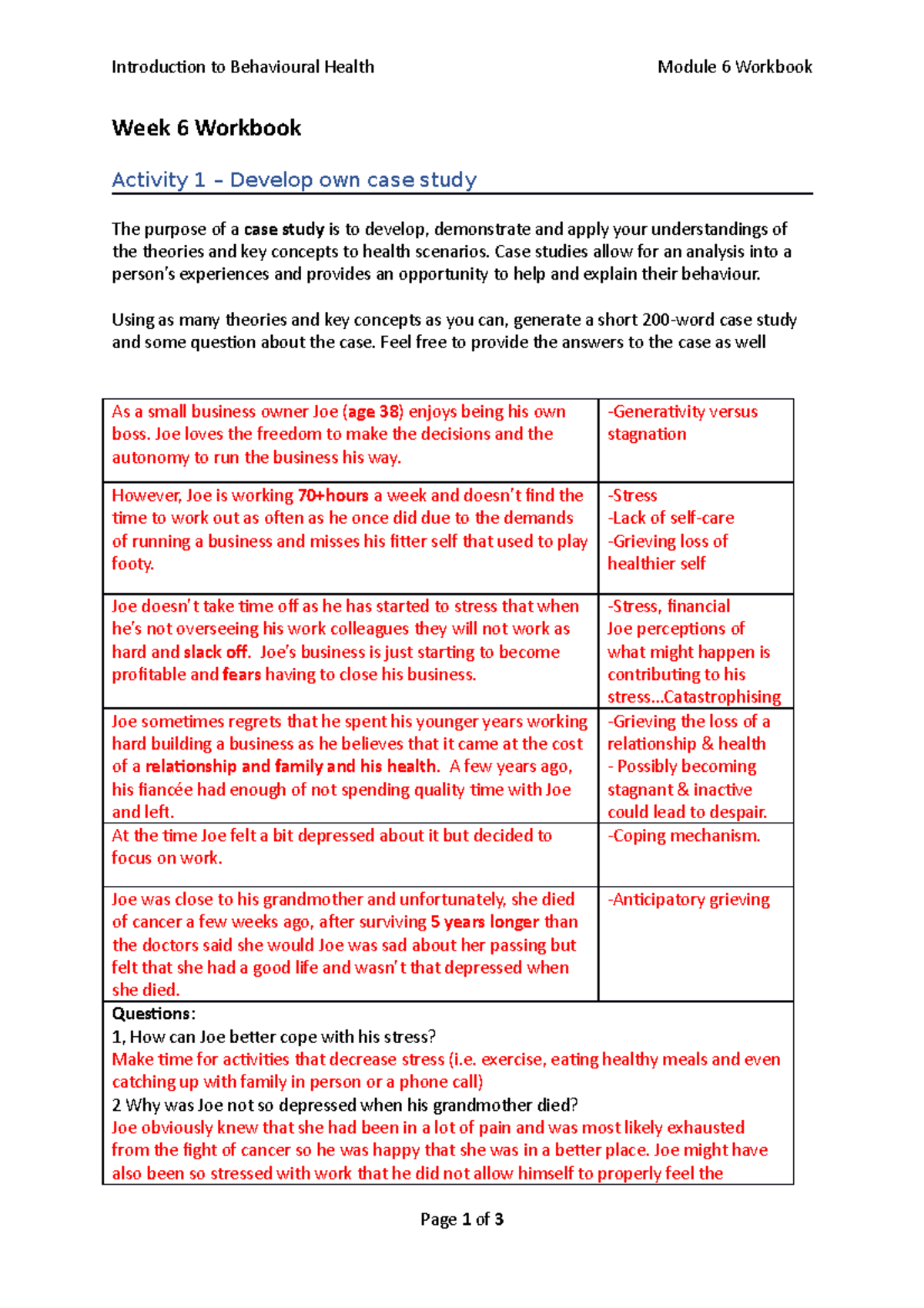 Week 6 Workbook - Introduction to Behavioural Health Module 6 Workbook ...