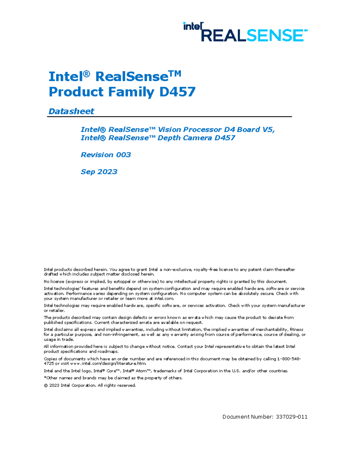 Intel-Real Sense-D457-Datasheet-September 2023 - Copy - Document Number ...