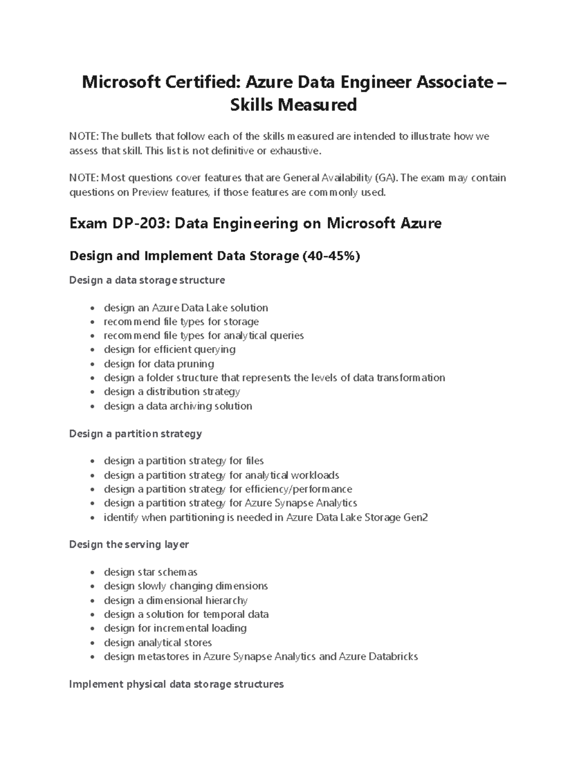 Microsoft Certified Azure Data Engineer Associate Skills Measured microsoft-certified-azure-data-engineer-associate-skills-measured