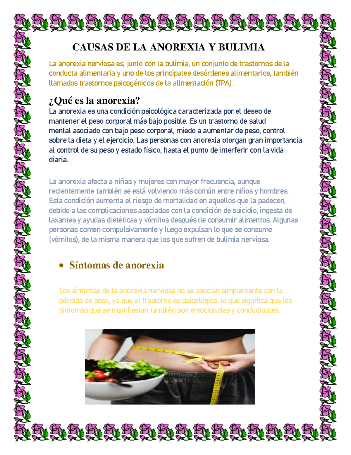 Anorexia Y Bulimia - De gran ayuda - CAUSAS DE LA ANOREXIA Y BULIMIA La ...