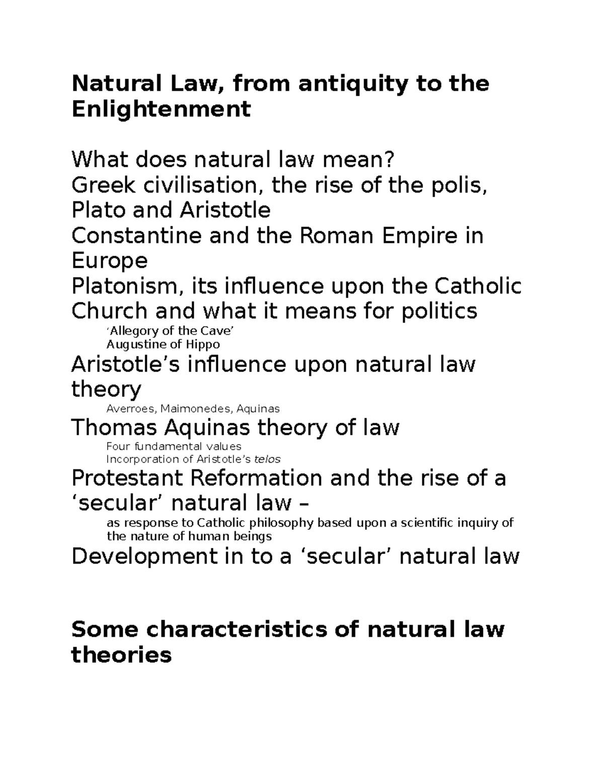 Natural Law, from antiquity to the Enlightenment - Natural Law, from ...