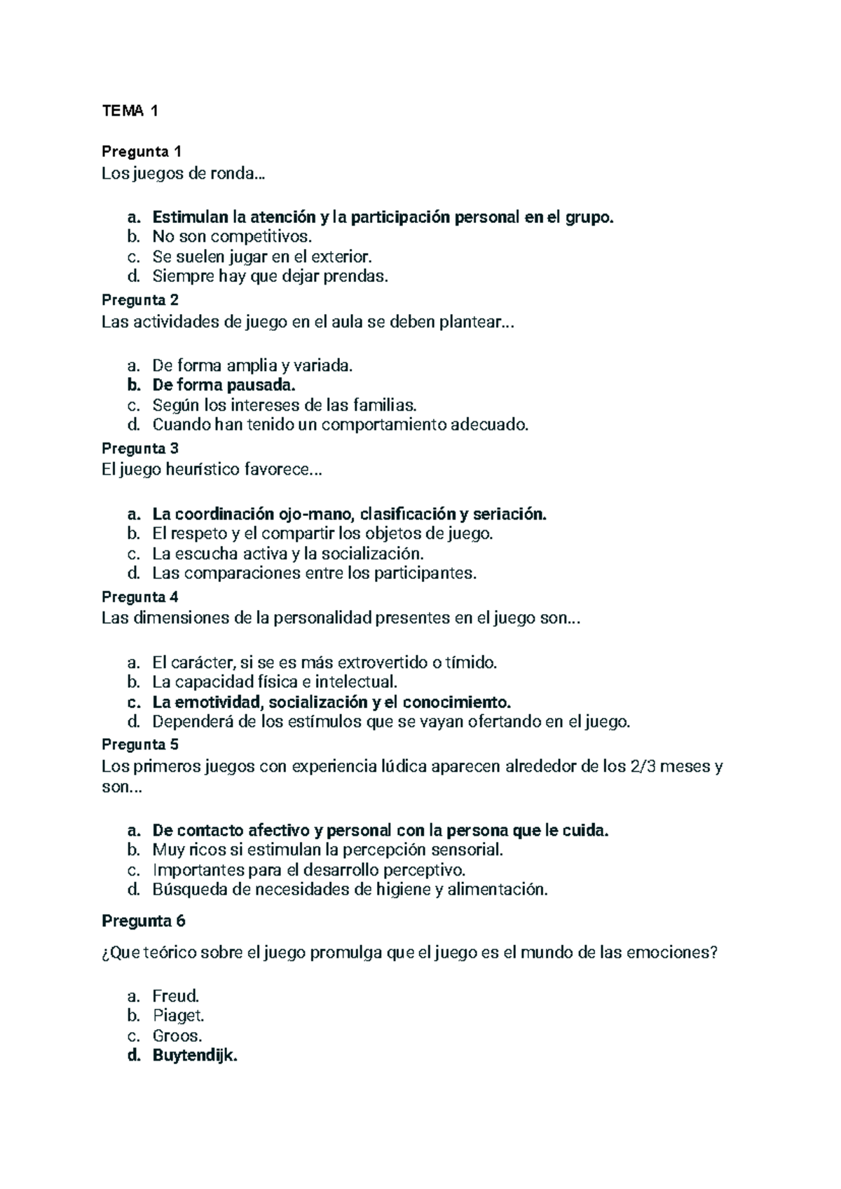 TODO JYM - TEST JYM - TEMA 1 Pregunta 1 Los juegos de ronda... a ...
