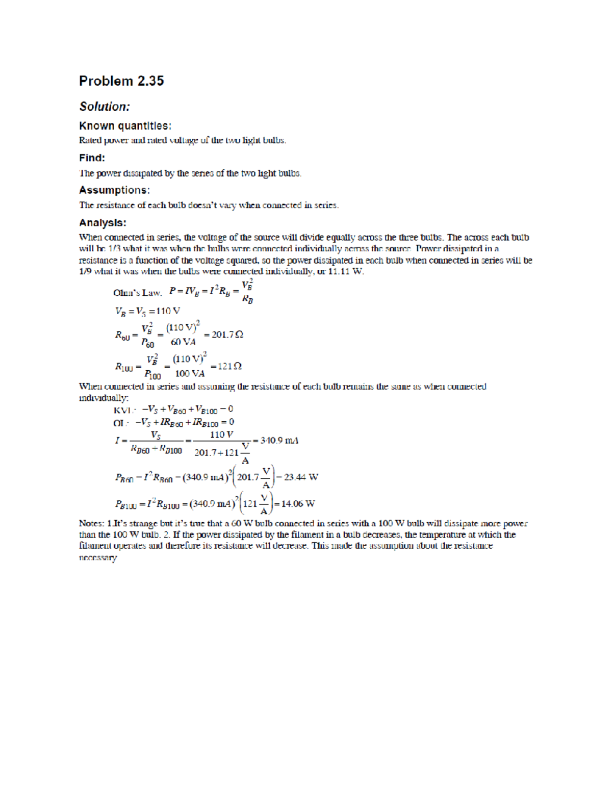 Assignment 2 - Solutions - Problem 2 Solution: Known quantities ...
