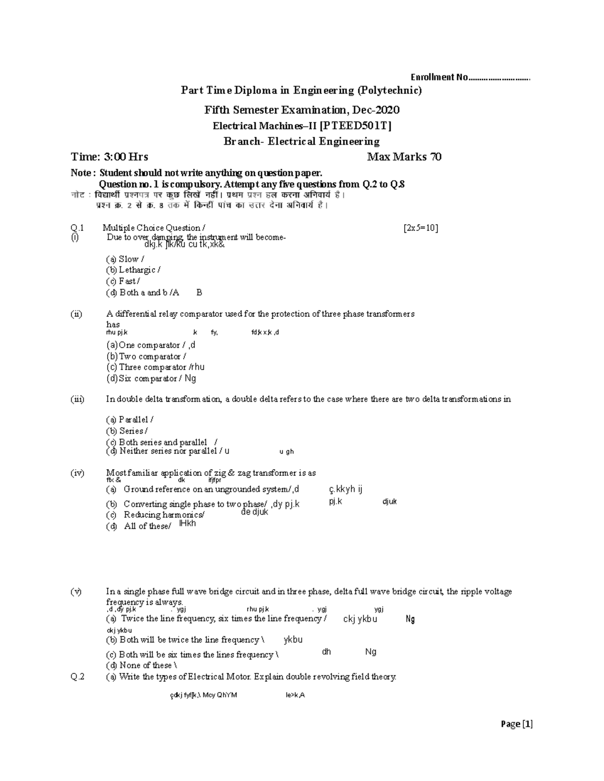 Electrical machines - Enrollment No............................ Part ...