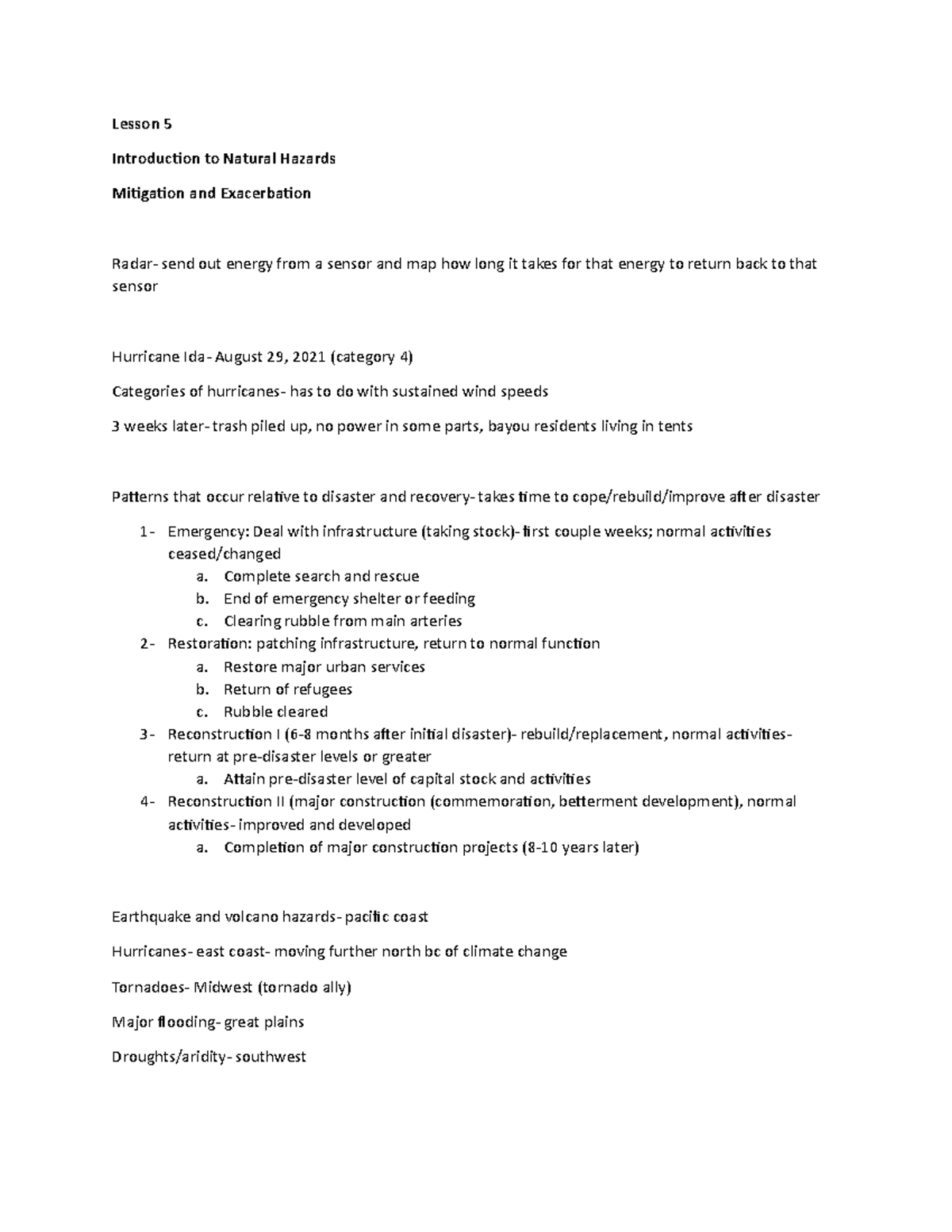 Introduction to natural hazards - Lesson 5 Introduction to Natural ...