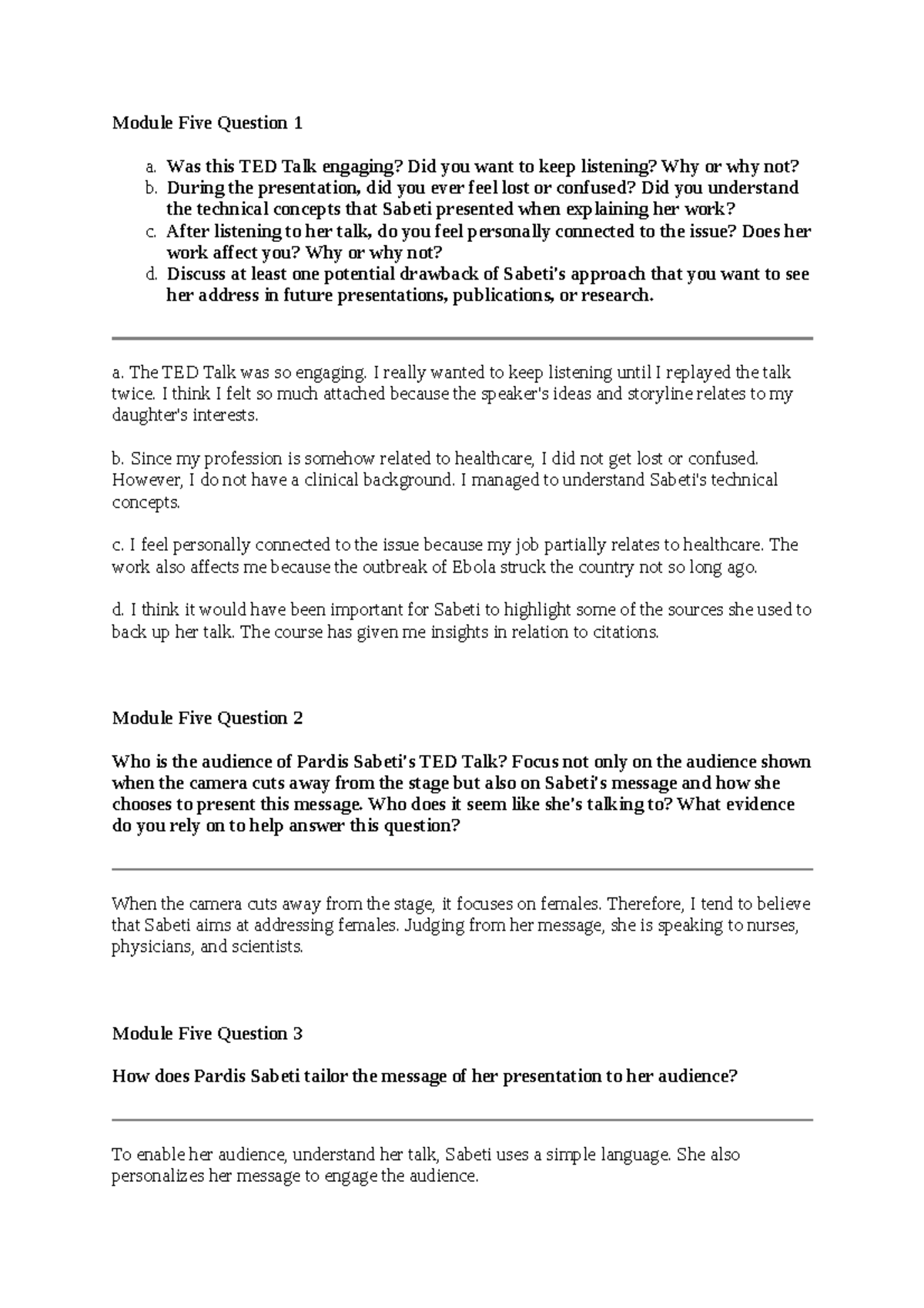 5-3 Module Five Short Responses - Module Five Question 1 a. Was this ...