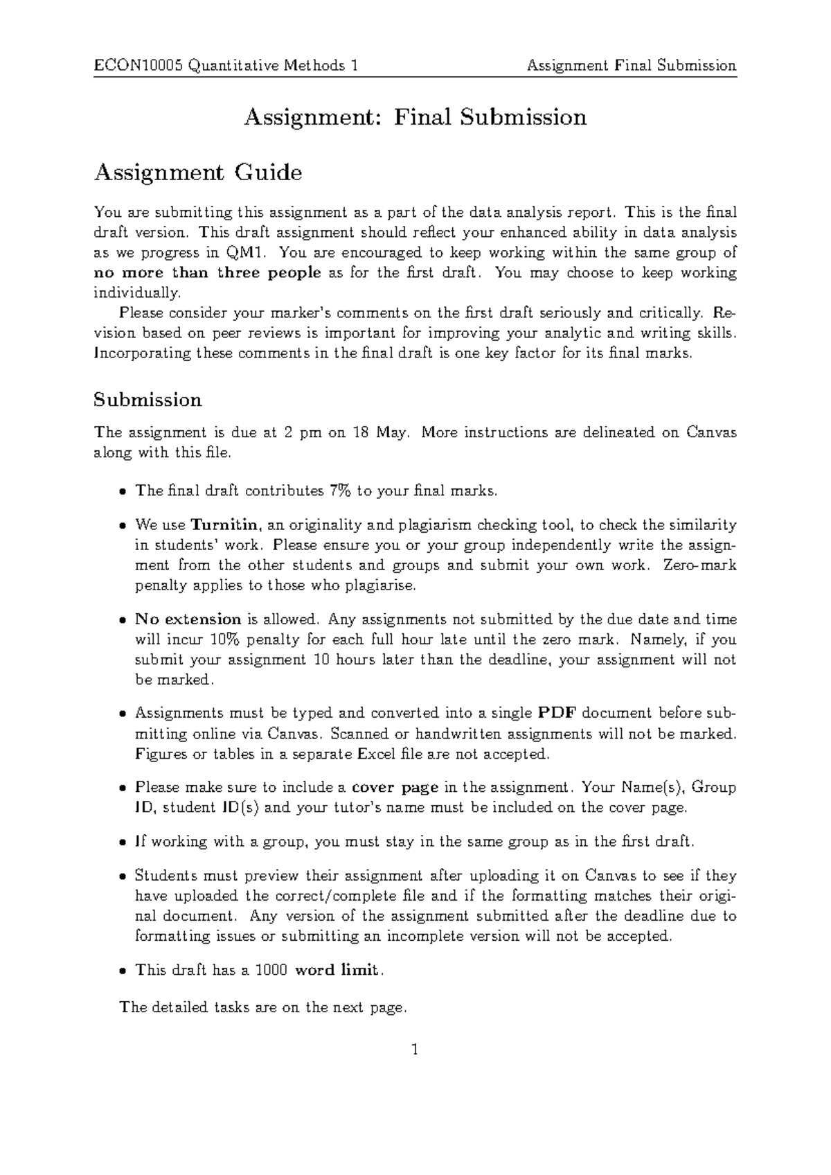 Assignment final draft - Assignment: Final Submission Assignment Guide You are submitting this ...