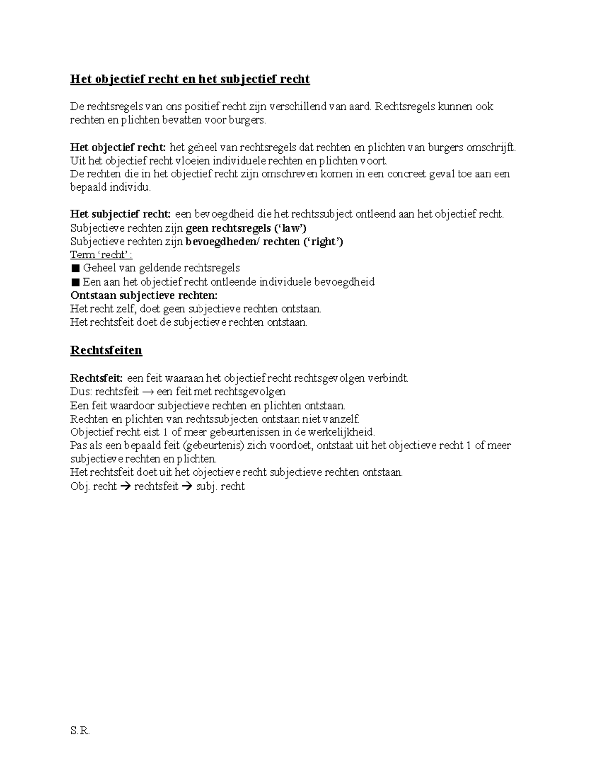 Samenvatting Privaatrecht - Het objectief recht en het subjectief recht ...