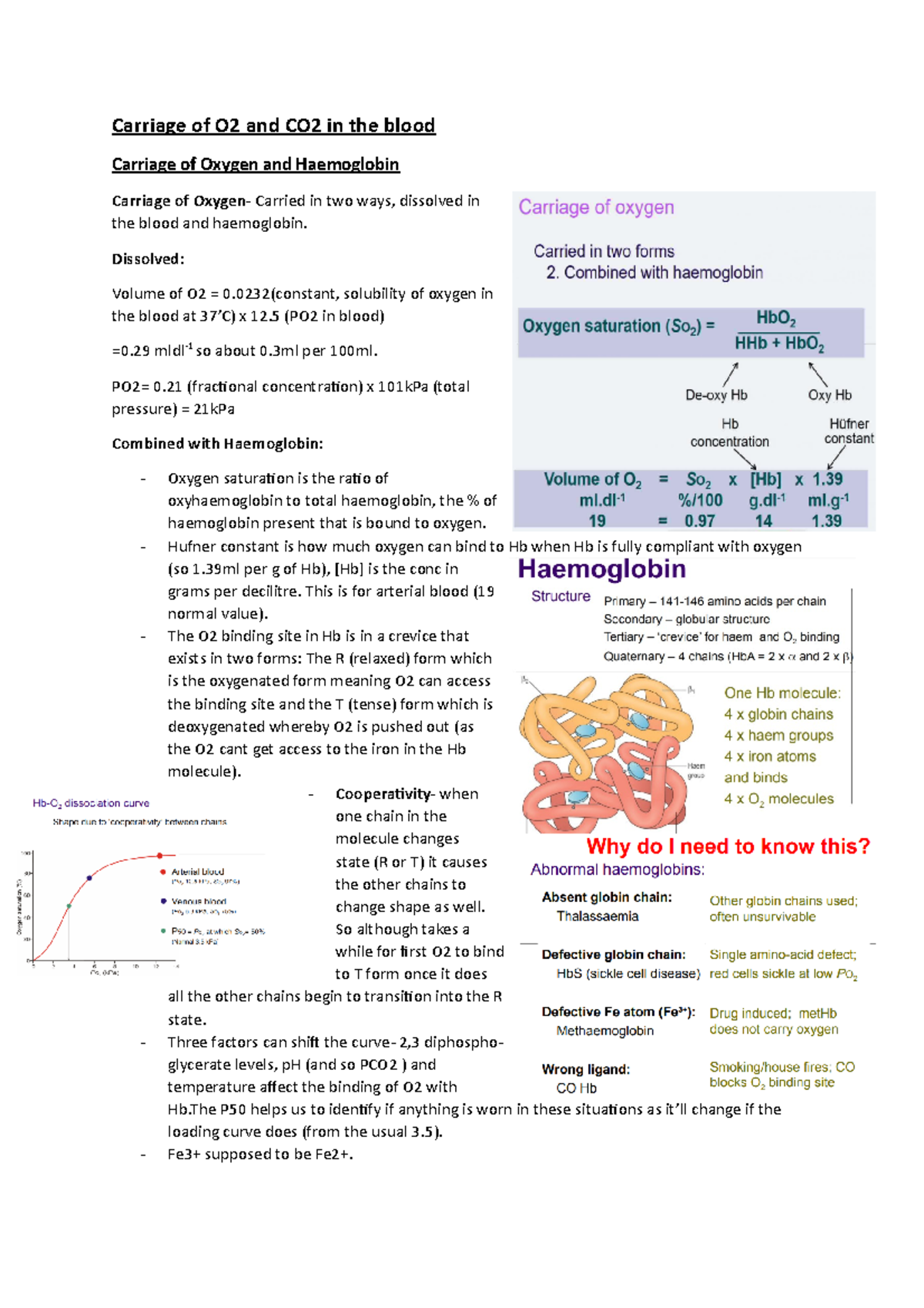 Carriage of O2 and CO2 in the blood Lecture 6 - Carriage of O2 and CO2 ...