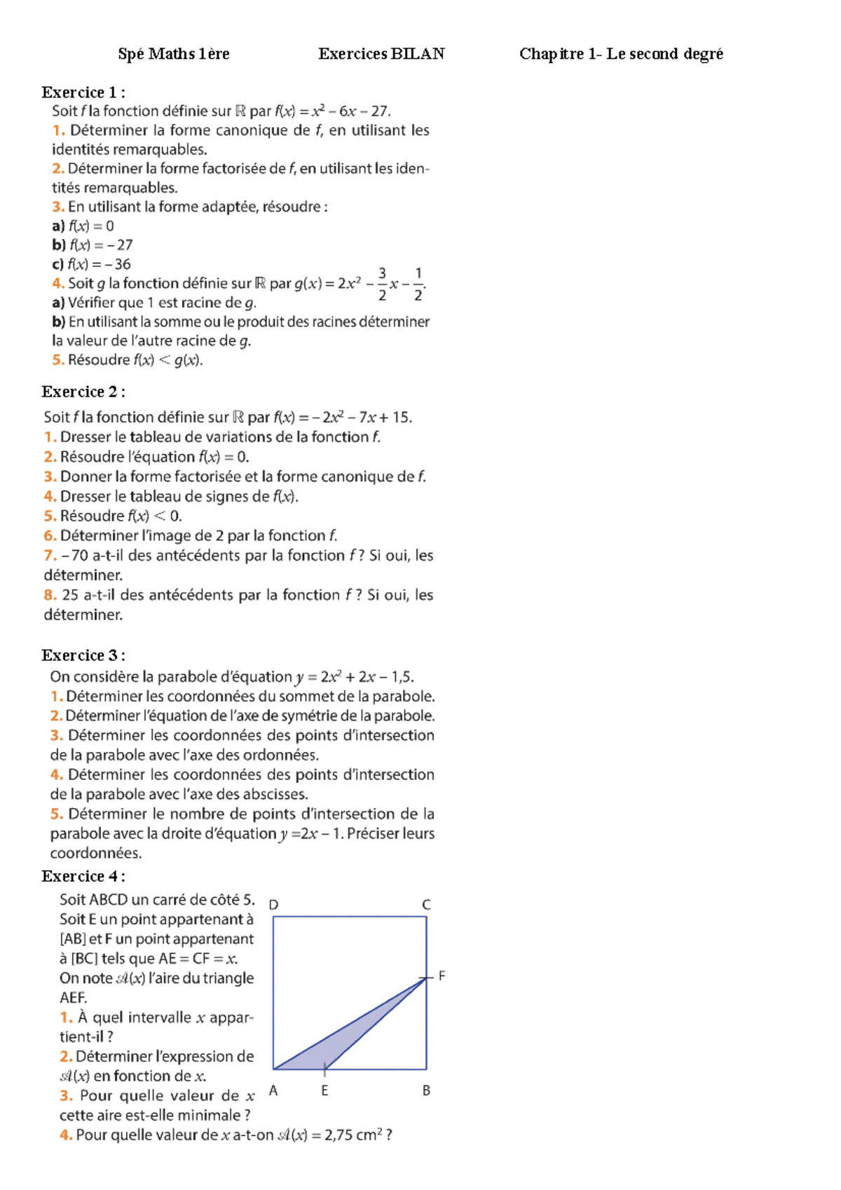 Exercices bilan - chapitre 5 - smart money - Spé Maths 1ère Exercices ...
