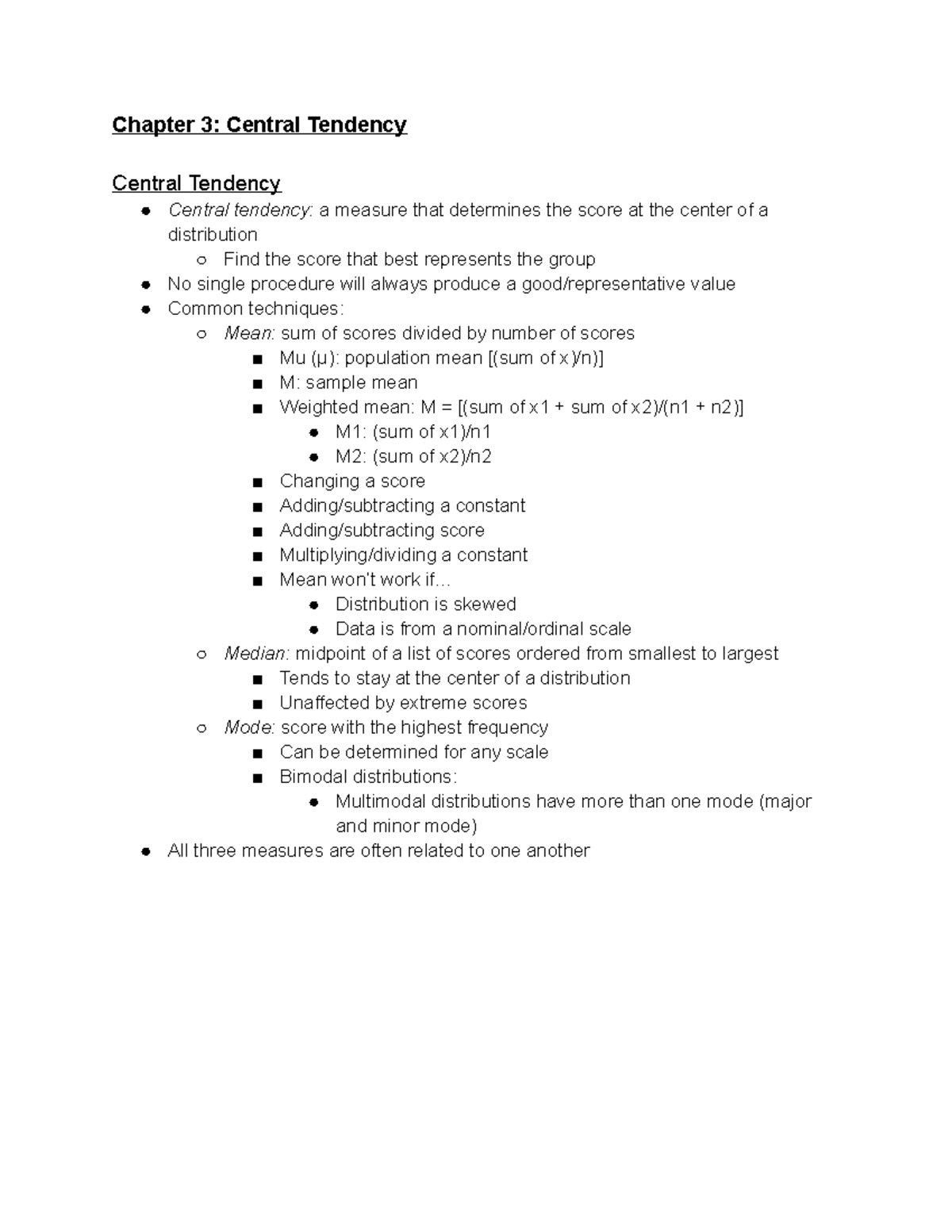 Chapter 3: Central Tendency - Chapter 3: Central Tendency Central ...