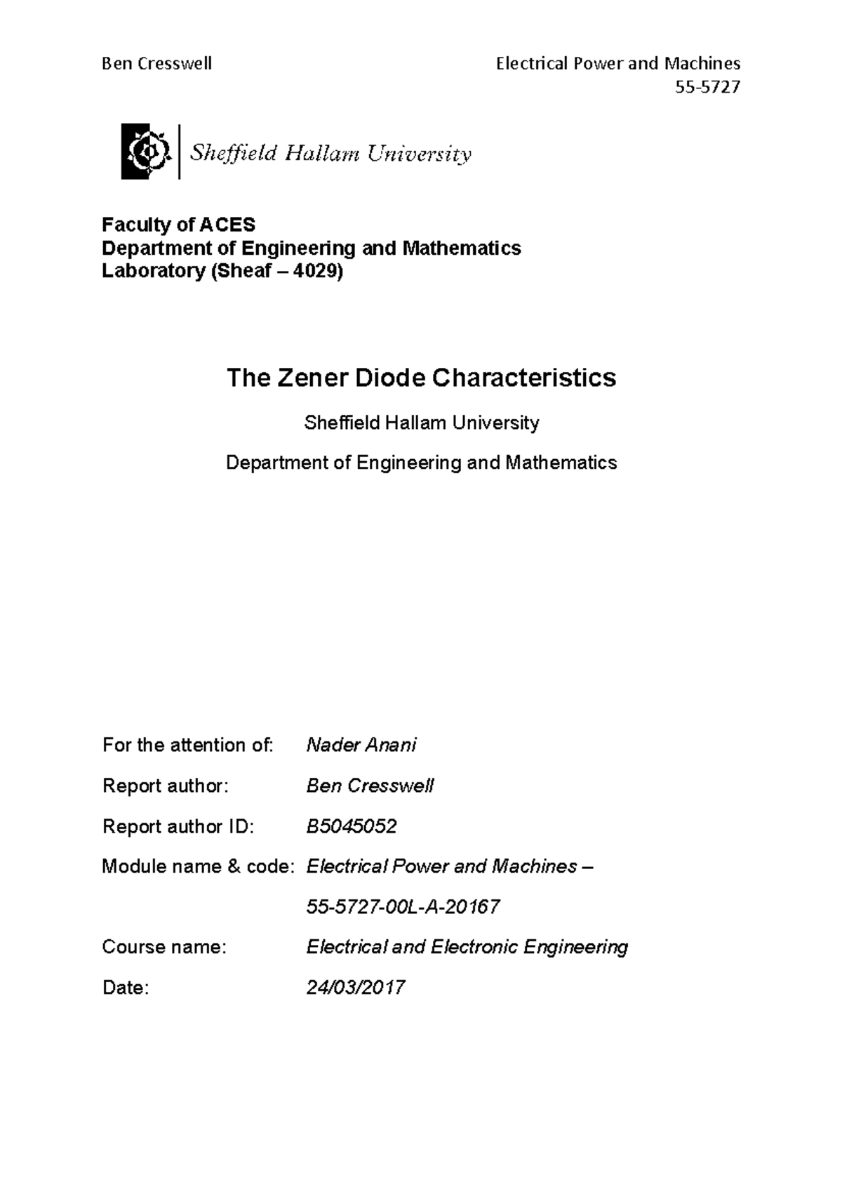 Ben Cresswell CW2 - Grade: 83% - Ben Cresswell Electrical Power and ...