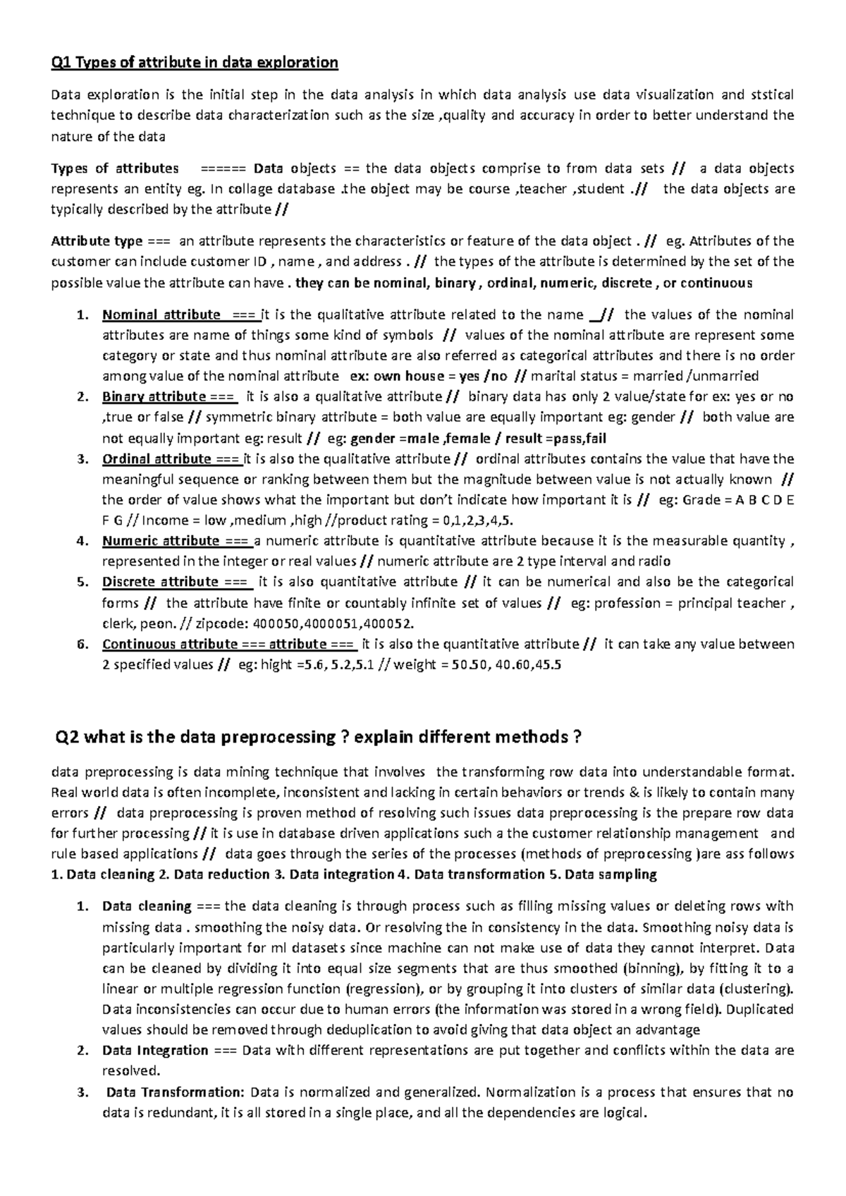 DMBI IMP - all imp question of dmbi - Q1 Types of attribute in data ...
