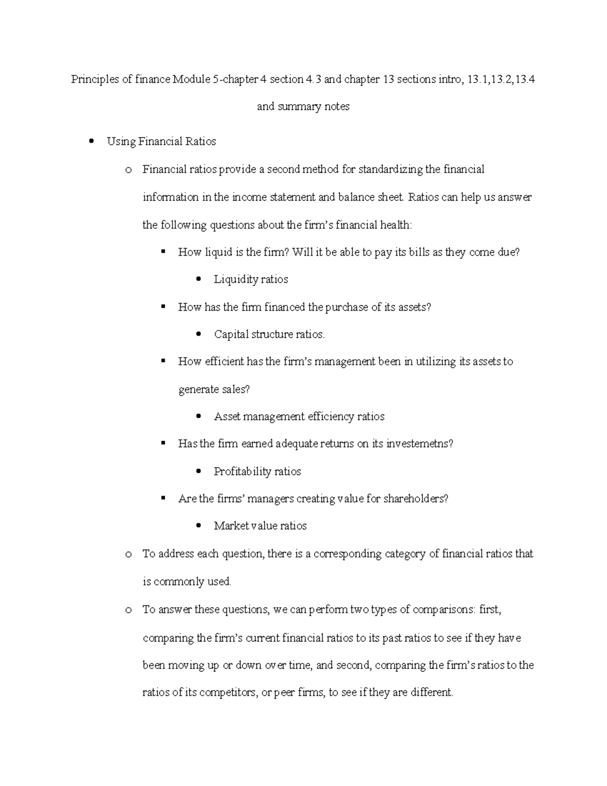 Module 5 notes - Principles of finance Module 5-chapter 4 section 4 and ...