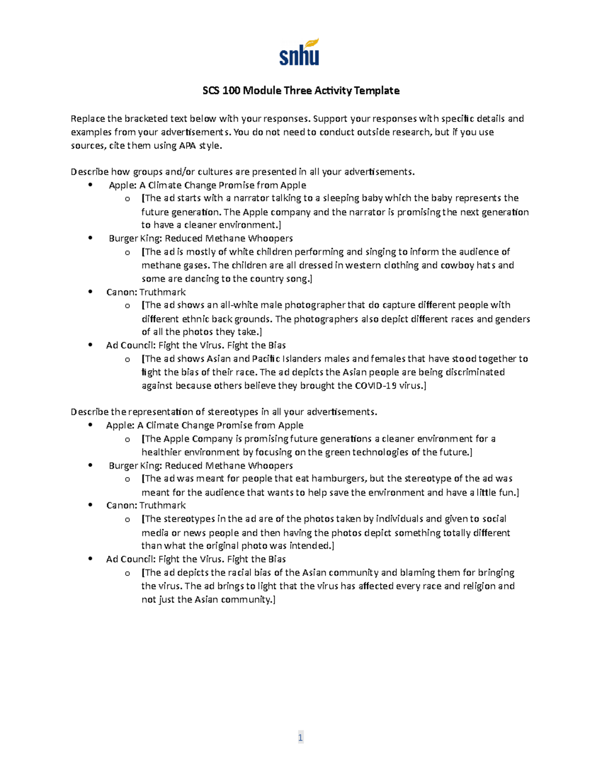 SCS 100 Module Three Activity Template - SCS 100 Module Three Activity ...