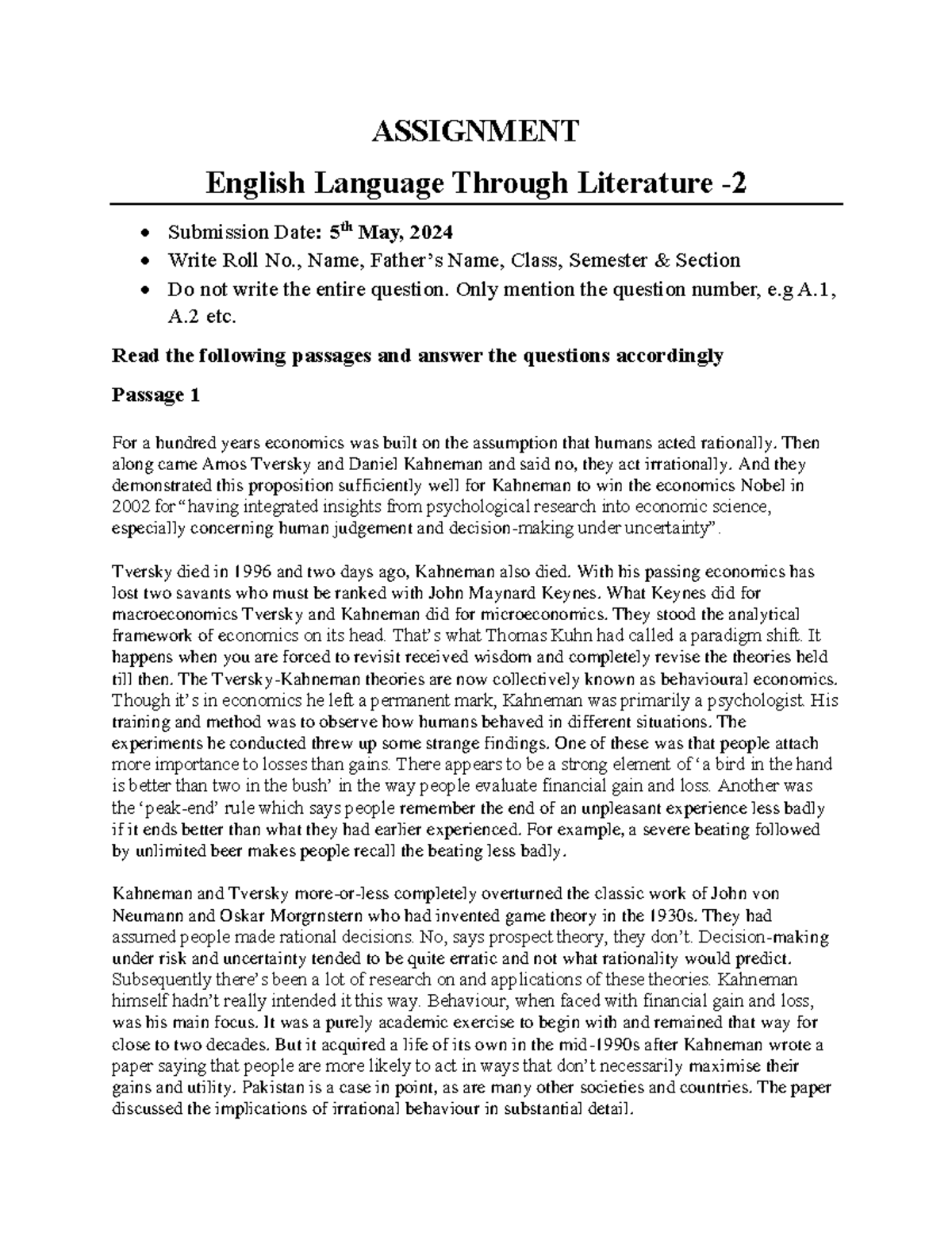 ELTL Assignment - ASSIGNMENT English Language Through Literature - 2 ...